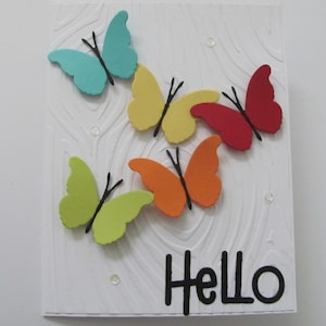 Handmade Greeting Card, Hello Butterfly Card, Hello, Butterflies ...