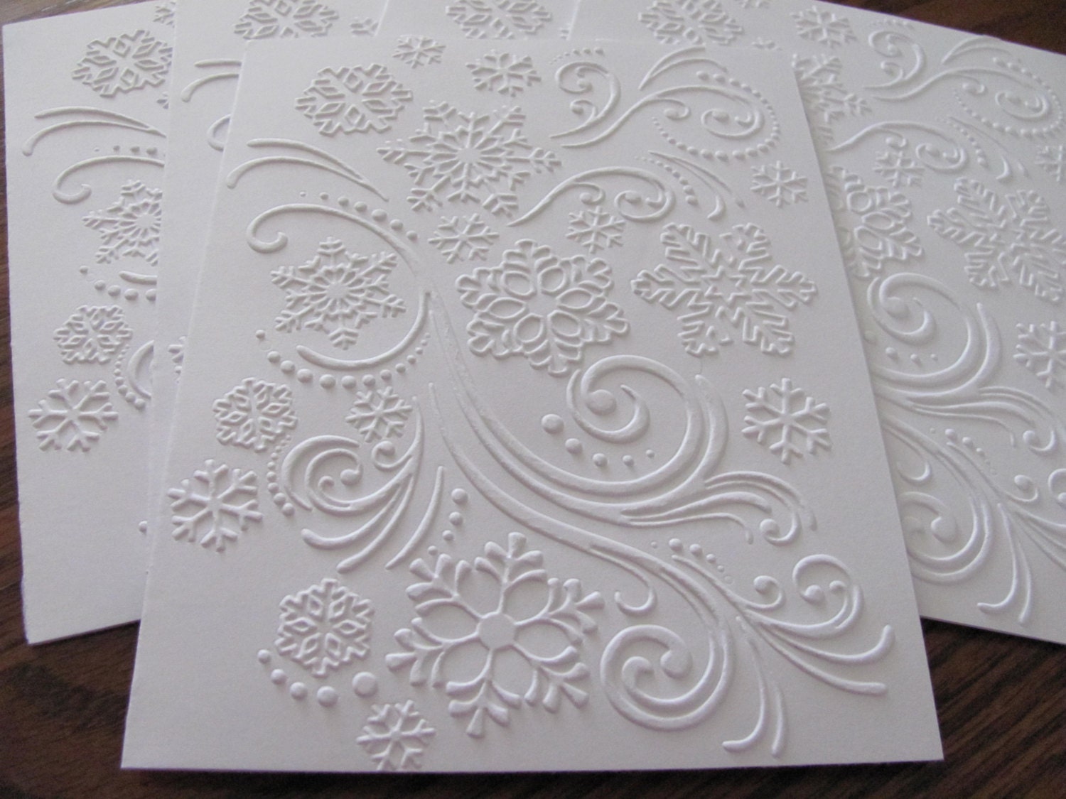 Snowflake Embossed Cards White Embossed Christmas Card Set - Etsy
