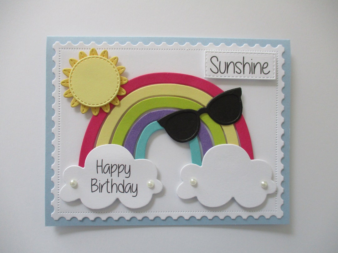 Birthday Rainbow Card, Sunshine Rainbow Card, Embossed Rainbow Card ...