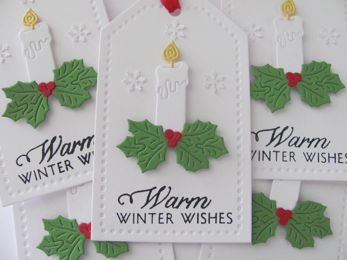 Christmas Candle Gift Tags Christmas Tags Warm Winter Wishes | Etsy