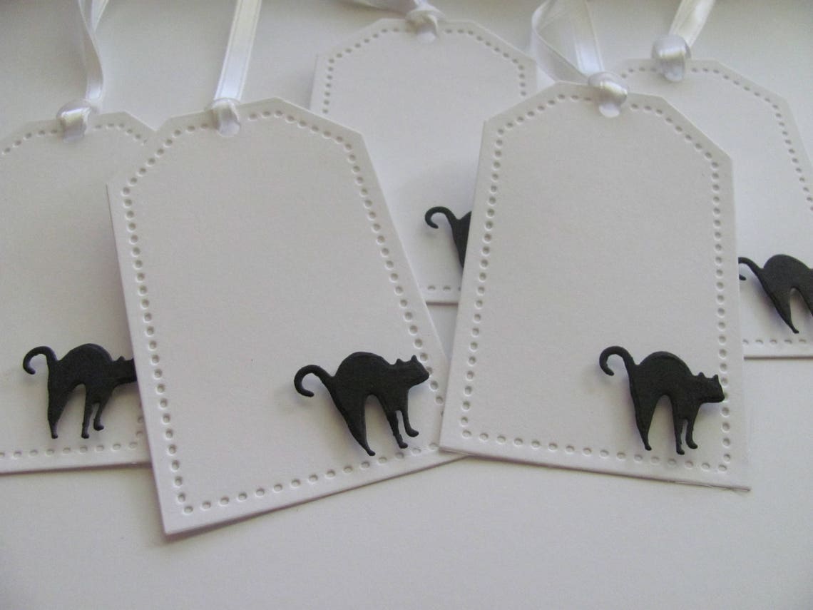 Halloween Black Cat Tags Halloween Favor Tags Cat Gift Tags | Etsy