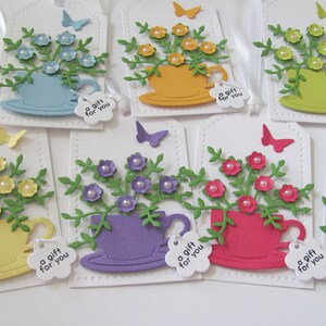 Tea Cup Gift Tags, Set of 7, Tea Cup Favor Tags, Tea Party Gift Tags ...