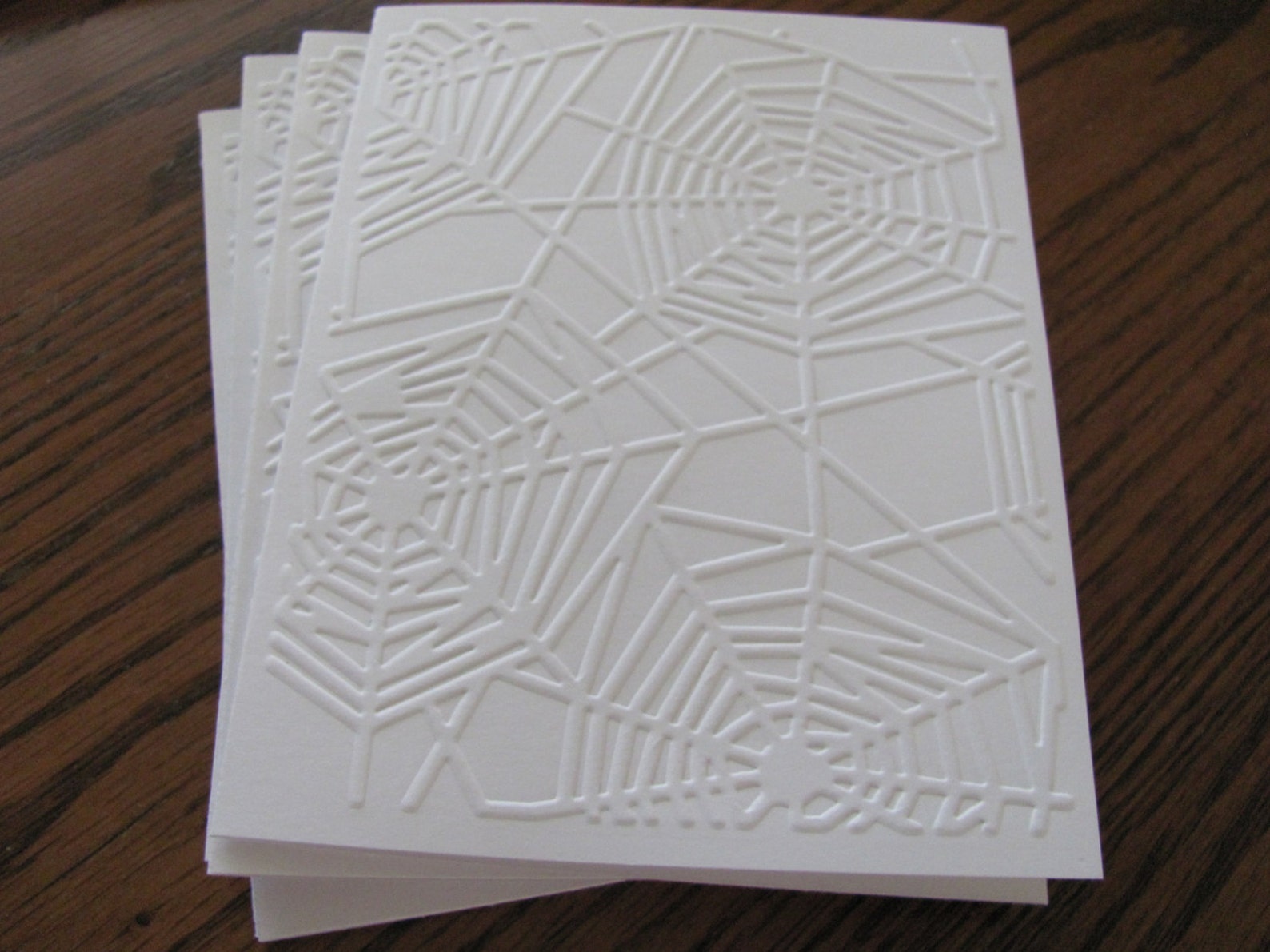 Spider Web Cards, Set of 6, Embossed Cards, Blank Halloween Cards, Note ...