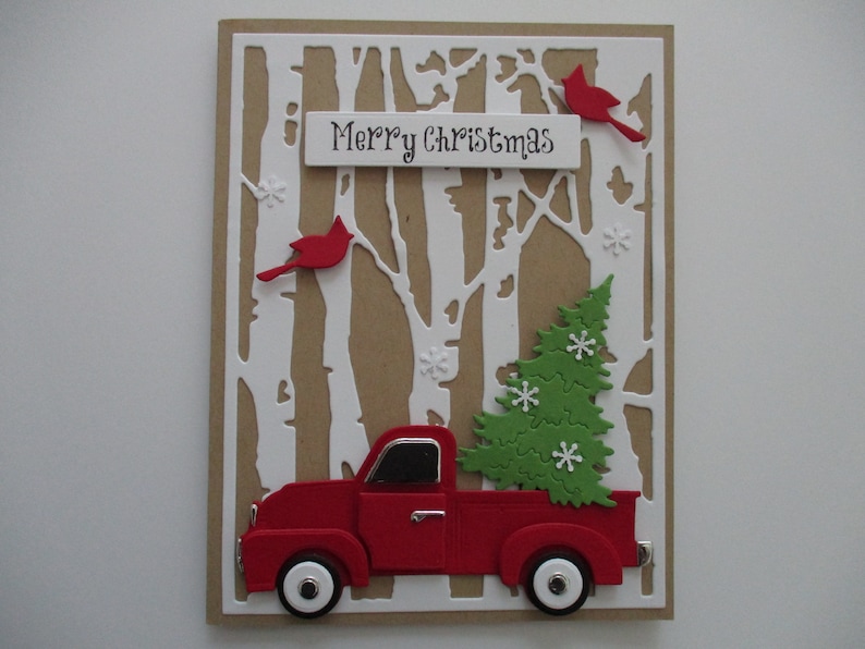 Red Truck Christmas Cards, Red Truck Card Set, Greeting Cards, Handmade ...