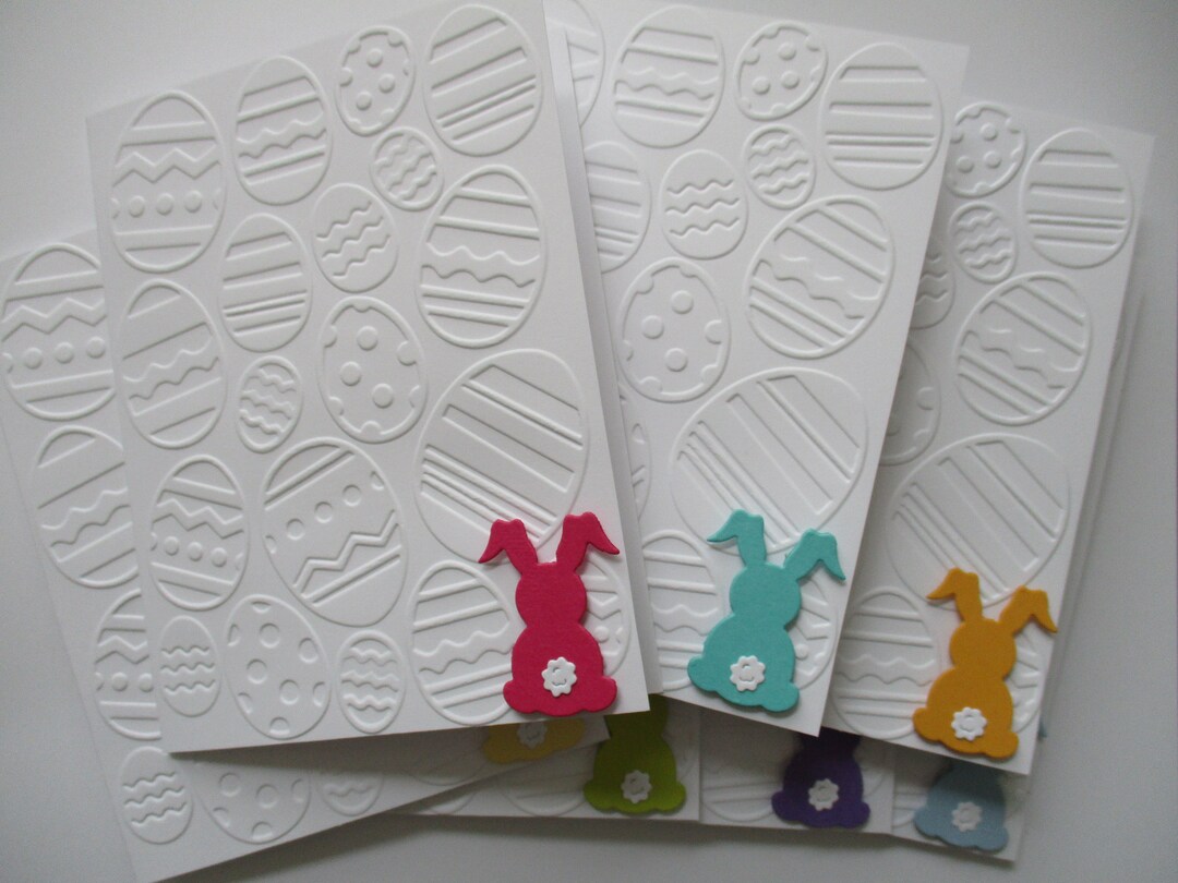 Handmade Easter Greeting Cards, Set of 7, Embossed Easter Egg Cards ...