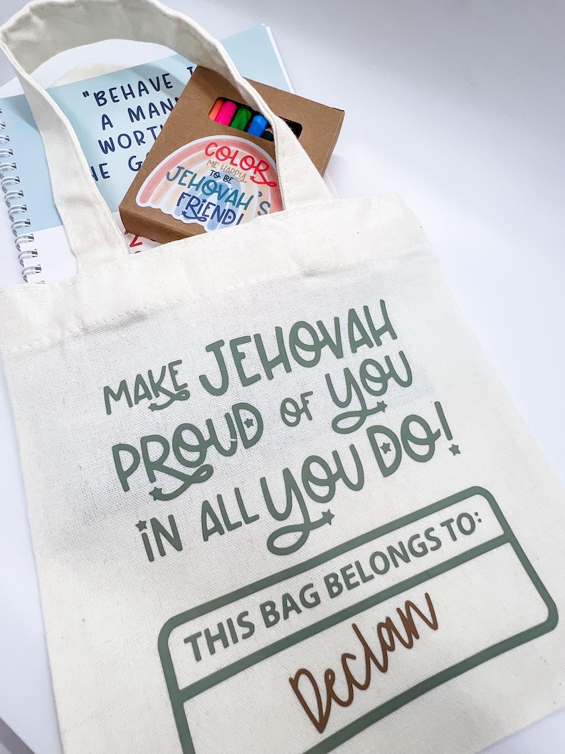 JW Kids Canvas Tote – Meeting, Assembly & Service Bag – Personalized ...