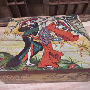 Decorative Storage Tin, Large Square Tin With Asian Design - Etsy