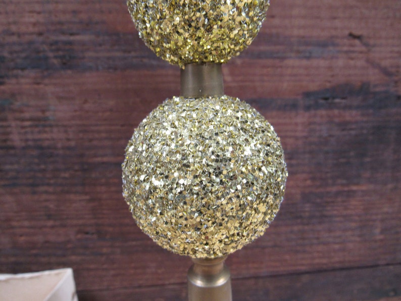 Gold Glitter Topper, Double Ball Gold Plastic Glitter Topper Decoration ...