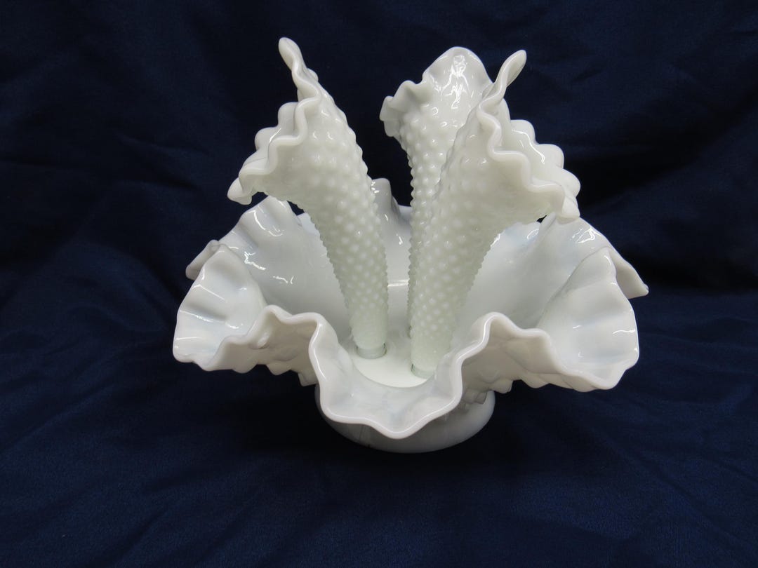 Fenton Hobnail Epergne, Milk Glass 3 Horn Epergne - Etsy