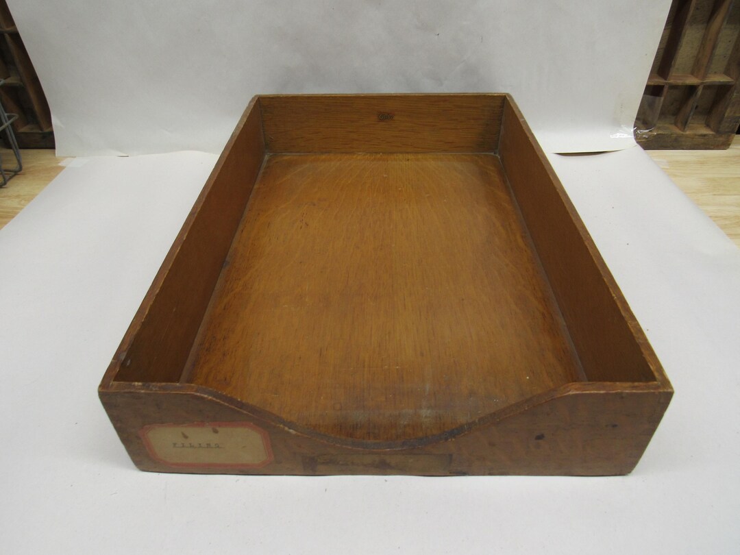 Wooden Desk Tray, Globe-wernicke Legal Size Wood Desk Paper Tray - Etsy
