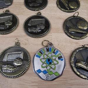 Metal Sports Medals, 21 Vintage Kids Metal Medals, Diving Medal, Soccer ...
