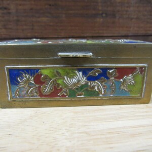 Chinese Enamel Box, Brass and Enamel Divided Stamp Box, Made in China ...