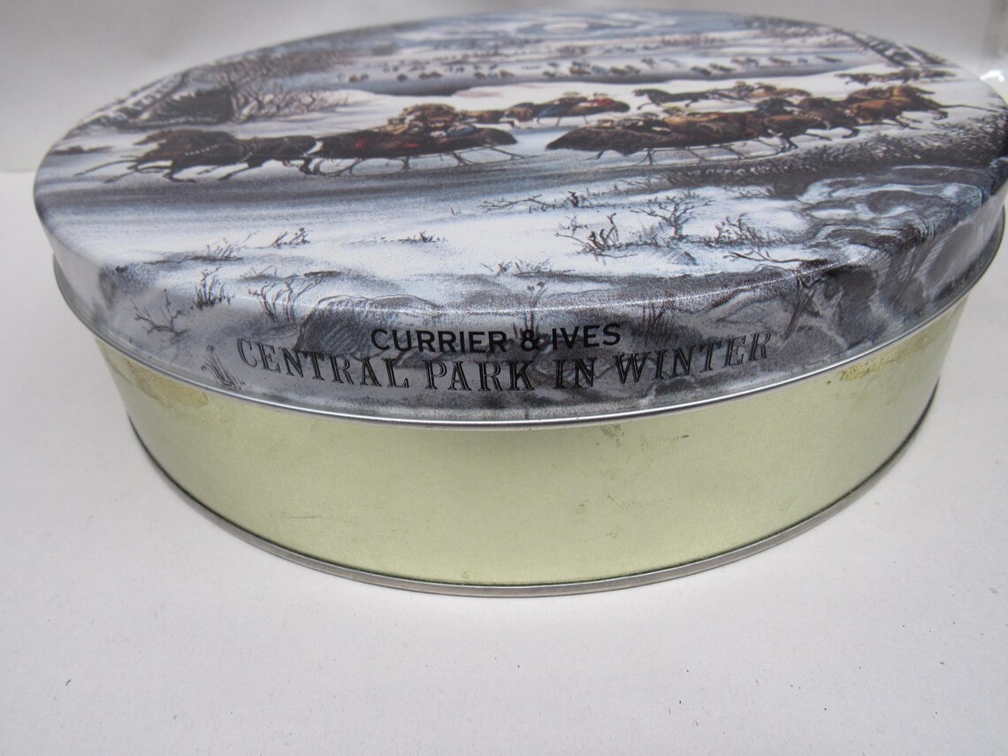 Decorative Storage Tin, Currier and Ives "winter in Central Park ...