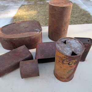 Rusty Cans Assortment, 7 Rusty and Rustic Cans - Yard Art or Home Decor ...