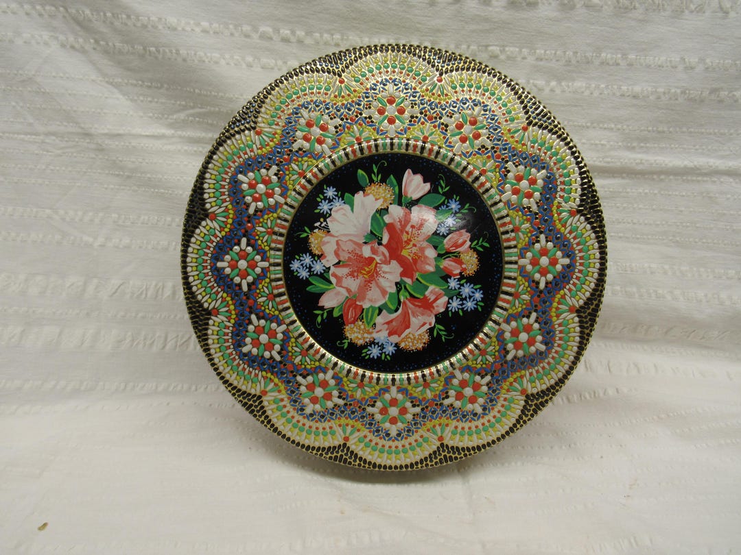 Decorative Storage Tin, Large Round Tin With Embossed Floral Design - Etsy