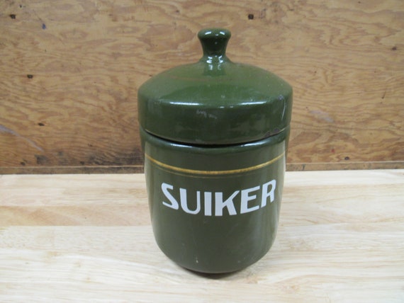Dutch Enamel Canister Dutch Green Enamel Suiker Canister - Etsy