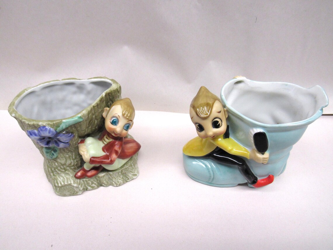 Ceramic Elf Planters, Choose From Elf on Shoe OR Elf Hugging the Tree ...