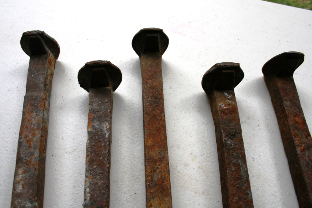 Railroad Spikes, 8 Old Rusty Railroad Spikes - Yard Art or Use to Hang ...