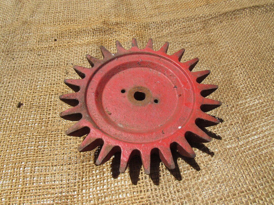 Large Industrial Gear, Red Salvaged Industrial, Farming Heavy Duty ...