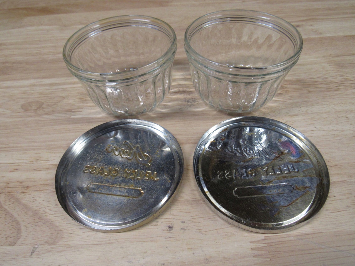 Kerr Jelly Glasses, 2 Kerr Jelly Glasses With Metal Kerr Lids - Etsy