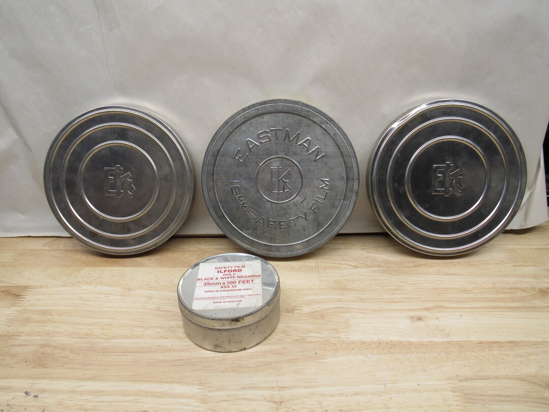 Film Reel Canisters, Metal Film Reel Canisters, 3 Vintage 7" Metal Film ...