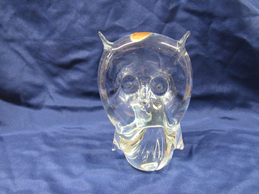 Murano Glass Owl, Clear Murano Glass Owl With Original Murano Glass ...