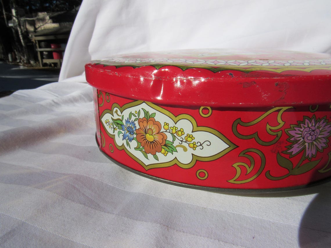 Decorative Storage Tin, Red Floral Storage Tin - Etsy