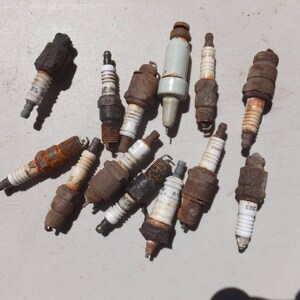 Rusty Spark Plugs, 10 Rusty, Salvaged Spark Plugs, Car Part, Engine ...