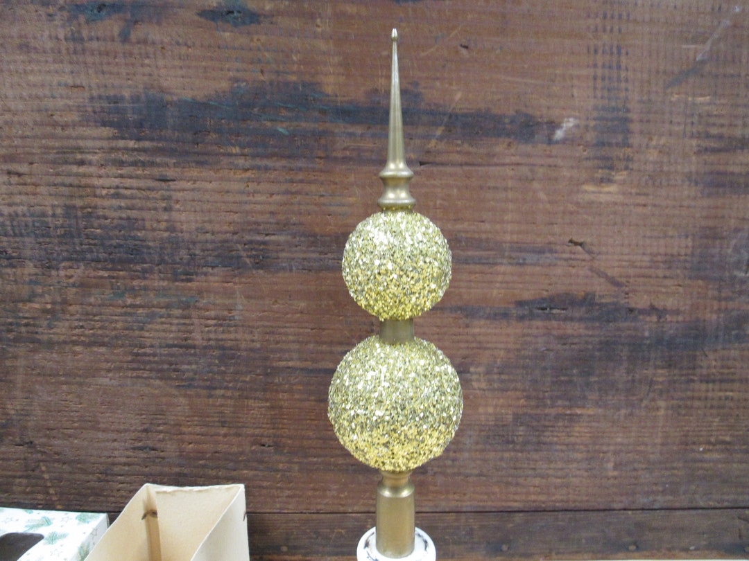 Gold Glitter Topper, Double Ball Gold Plastic Glitter Topper Decoration ...
