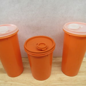 Orange Tupperware Containers, 3 Orange Tupperware Beverage Containers ...