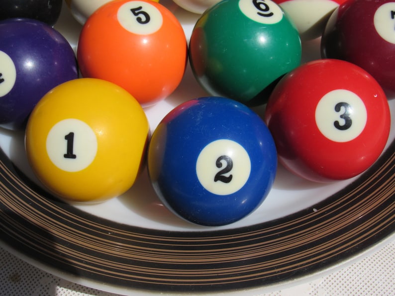 Pool Balls, 6 Bright and Colorful Solid Color and Striped Pool Balls - Etsy
