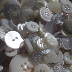 White Button Assortment, White, Pearl White, Clear, Bright White, Etc ...