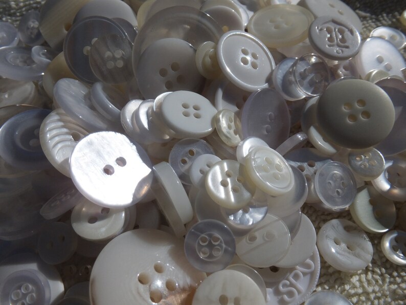 White Button Assortment White Pearl White Clear Bright - Etsy