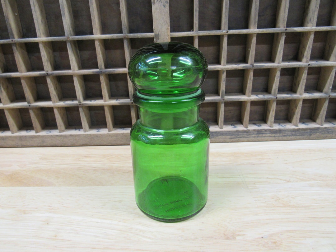 Green Bubble Jar, 5 1/2 Emerald Green Bubble Lid Jar, Made in Belgium ...