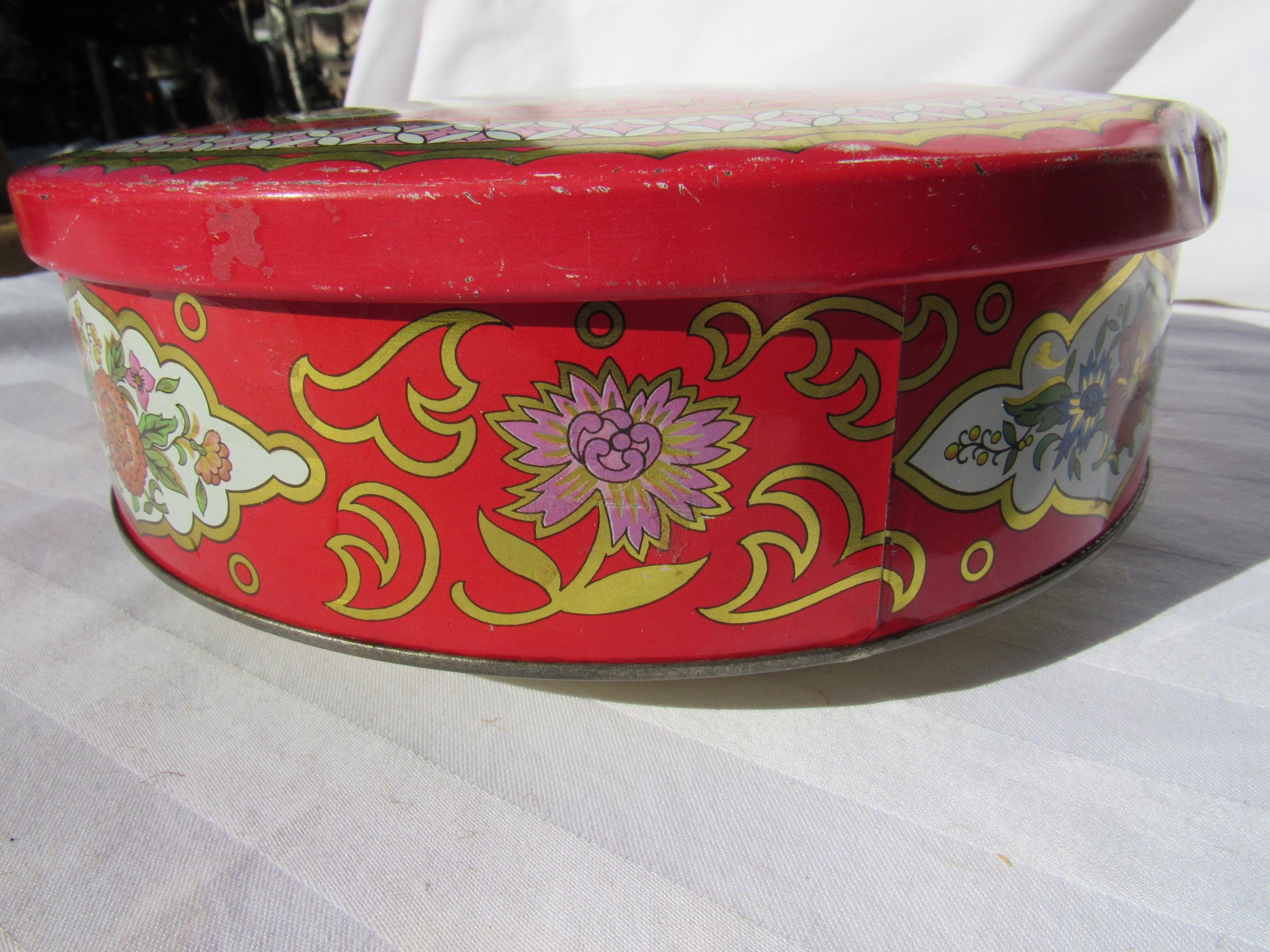 Decorative Storage Tin, Red Floral Storage Tin - Etsy