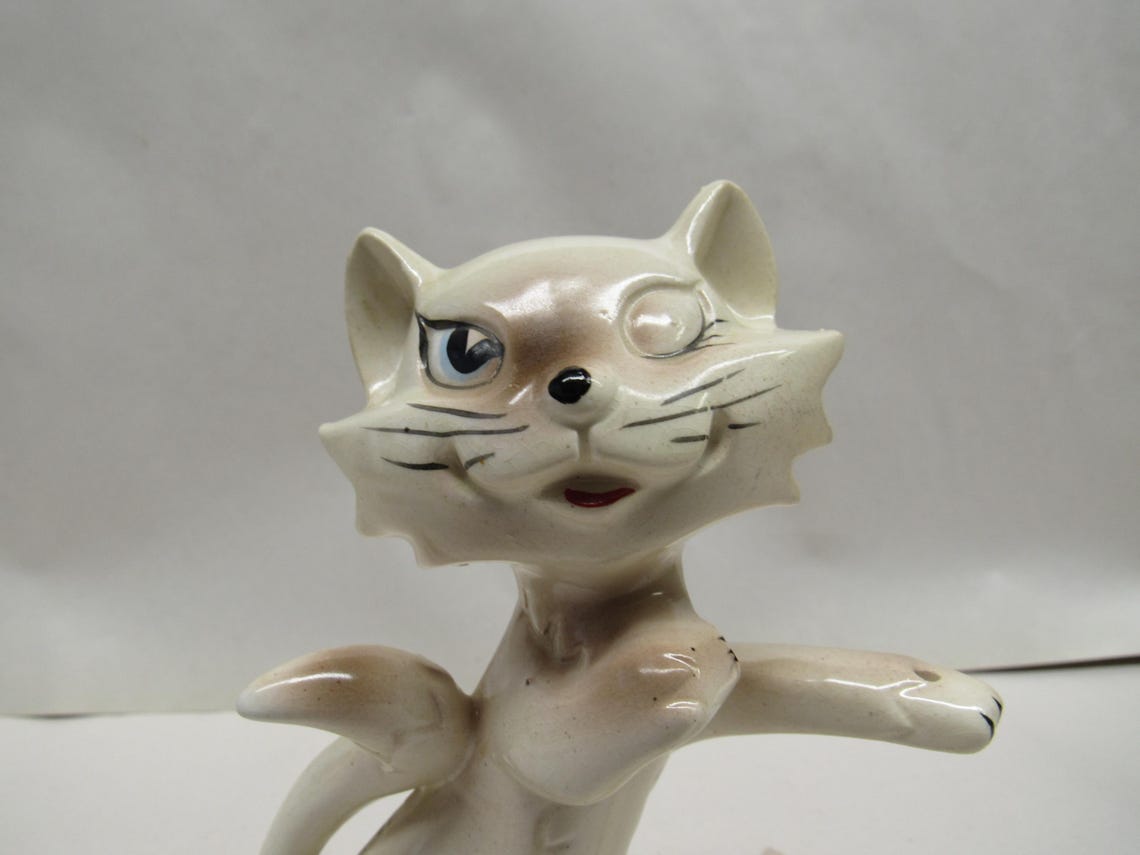 Ceramic Cat Figurine, Ceramic Cat Figurine With Built in Tape Measure ...