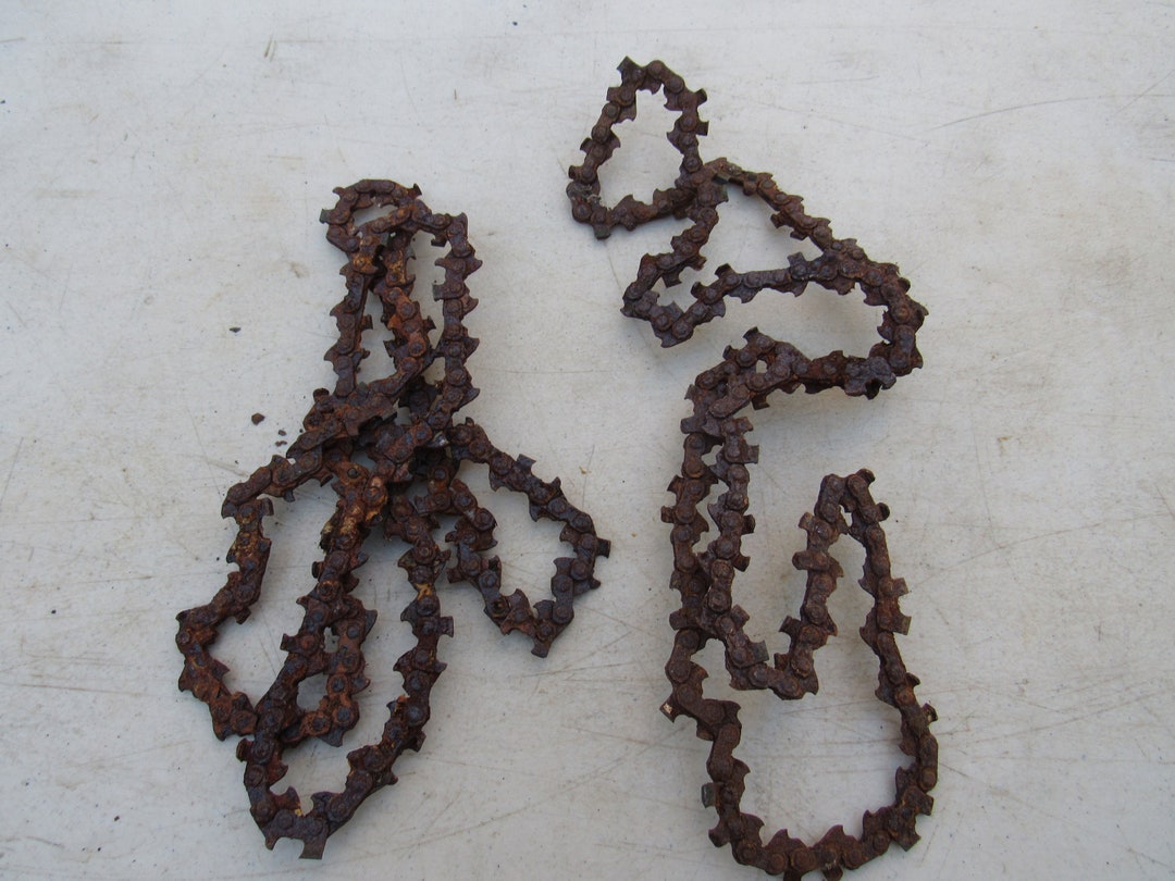 Rusty Chainsaw Chains, 2 Rusty Industrial Chainsaw Chains, Heavy Duty ...