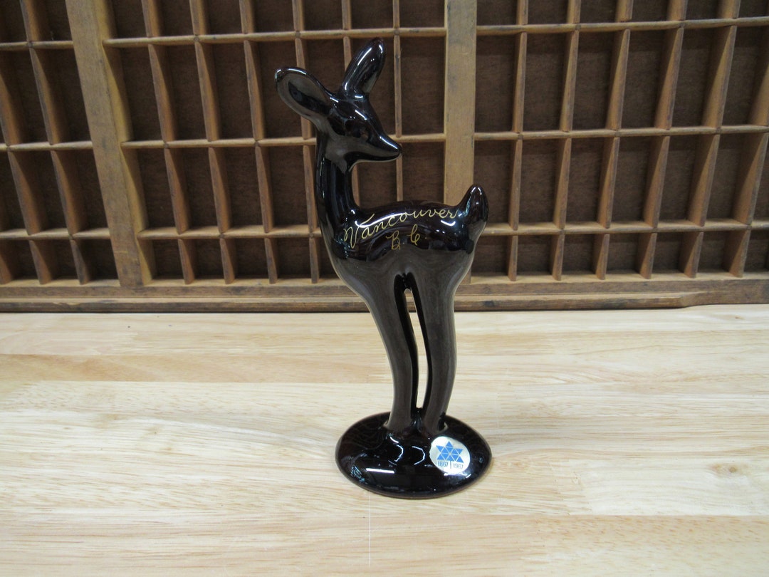 Porcelain Deer Figurine, Brown Porcelain Deer Vancouver BC Souvenir - Etsy