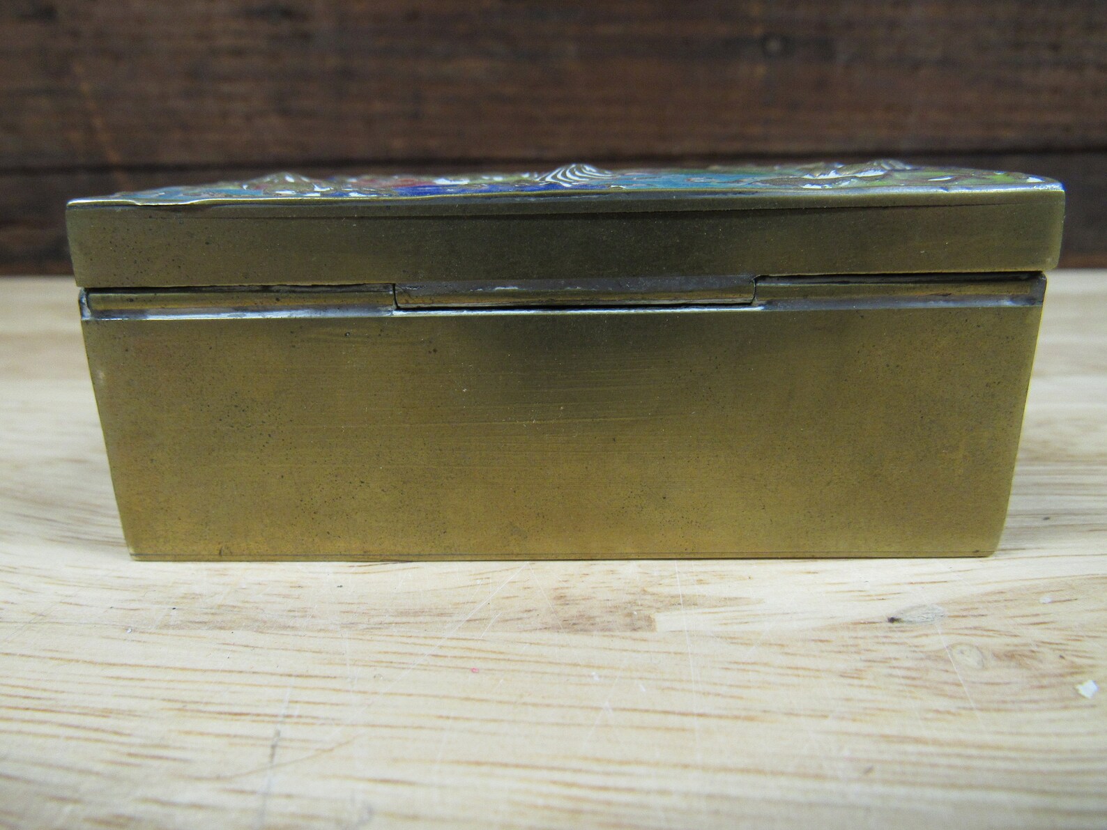 Chinese Enamel Box, Brass and Enamel Divided Stamp Box, Made in China ...