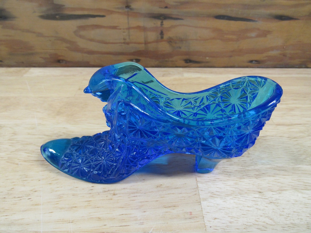 Fenton Glass Shoe, Fenton Blue Glass Shoe, Blue Glass Shoe Figurine ...