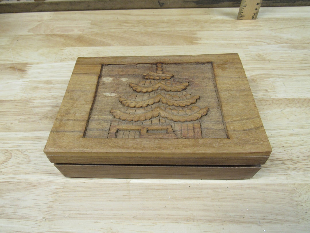 Christmas Wood Box, Carved Christmas Tree Wood Box - Etsy