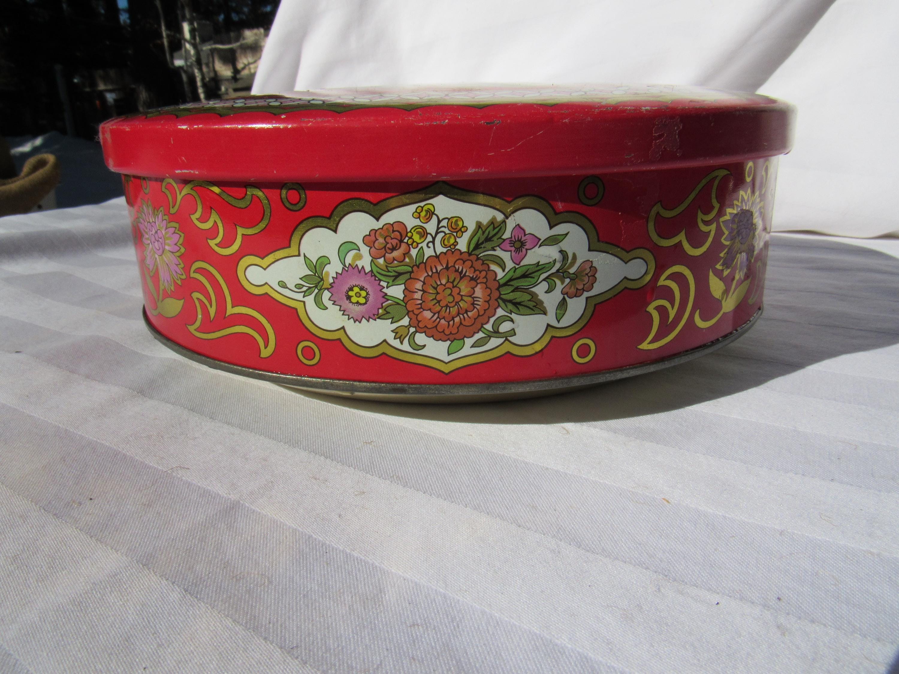Decorative Storage Tin, Red Floral Storage Tin - Etsy