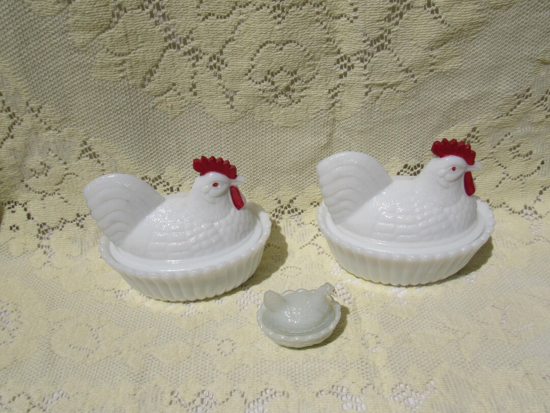 Milk Glass Hen, Hen on a Nest, Milk Glass Hen on a Nest, Westmoreland ...
