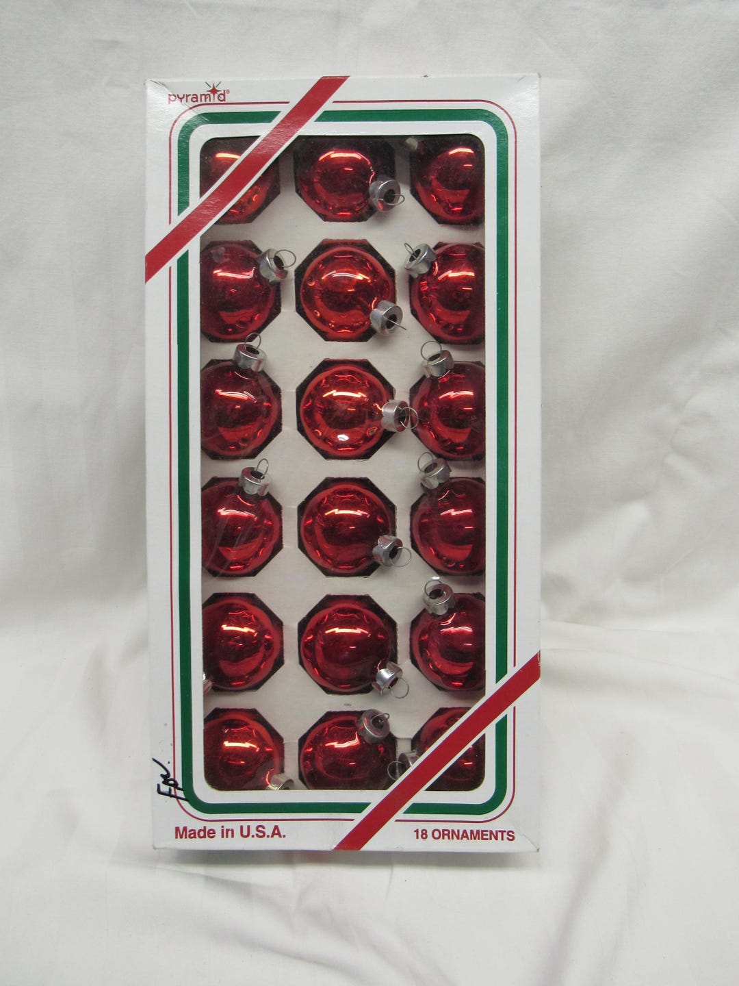 Red Pyramid Ornaments, 18 Red Pyramid Ball Ornaments, Pyramid Ornaments ...