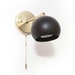 Pull Chain Adjustable Wall Light - Gold and Black Modern Sconce - Mid ...