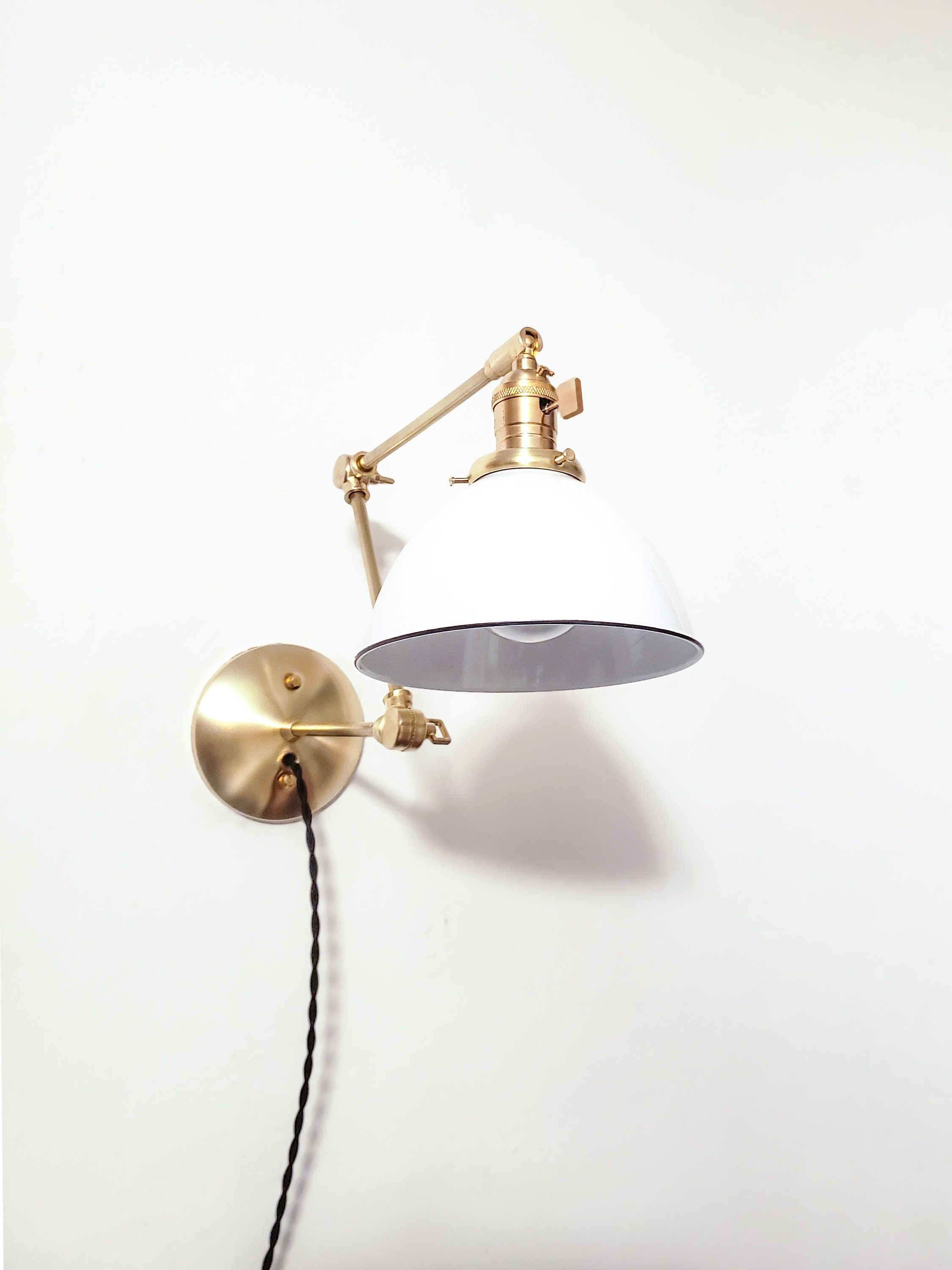 Plug in Adjustable Wall Sconce - Industrial Decor Lighting - Gold Wall ...