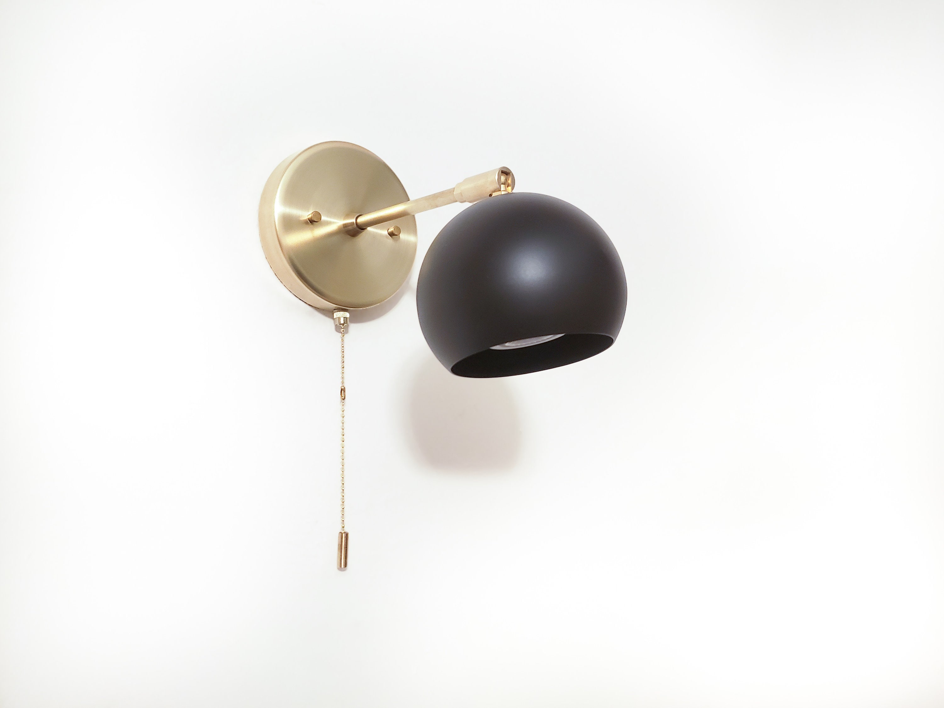 Pull Chain Adjustable Wall Light - Gold and Black Modern Sconce - Mid ...