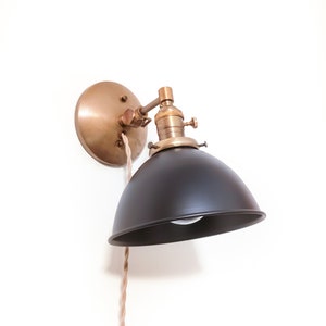 Adjustable Bedside Reading Wall Light, Antique Brass & Matte Red Sconce ...