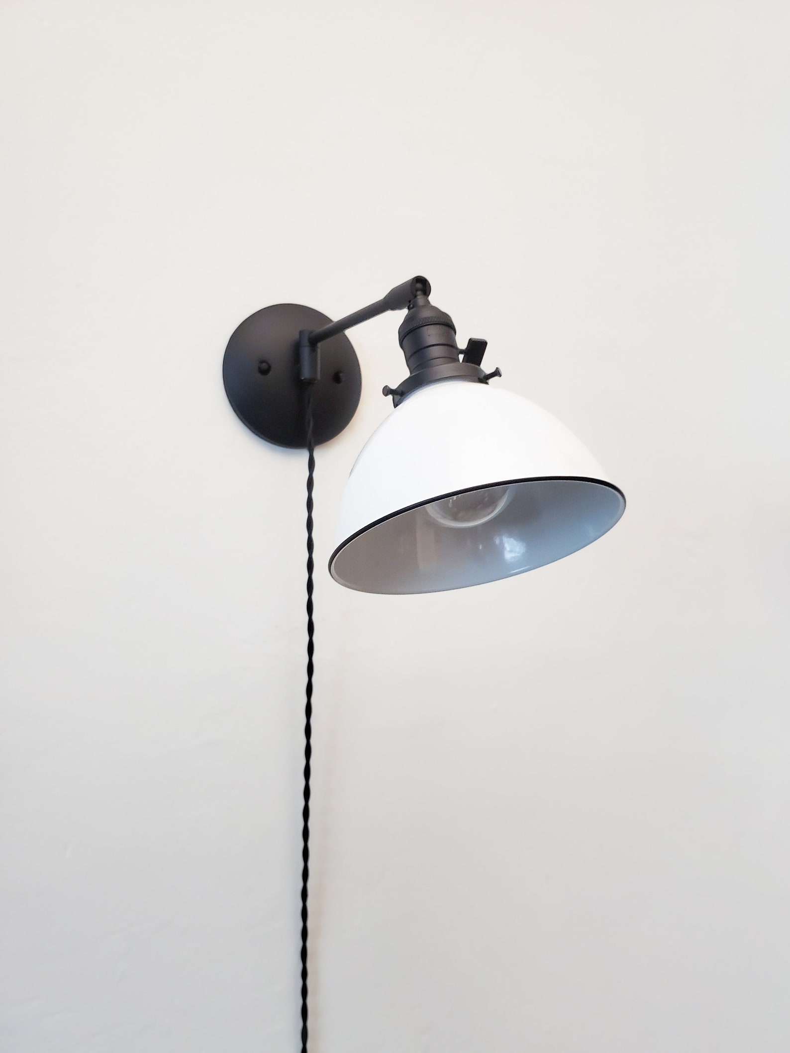 Plug in Adjustable Reading Wall Light Industrial Black & - Etsy