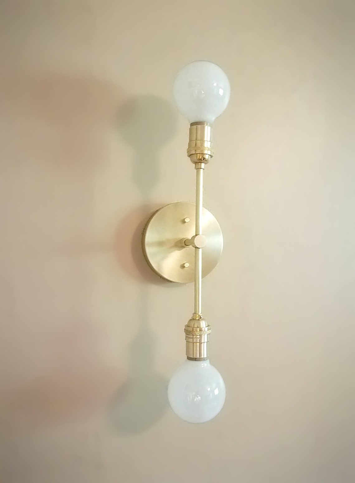 Industrial Gold Light Modern Double Sconce Raw Brass Mid | Etsy